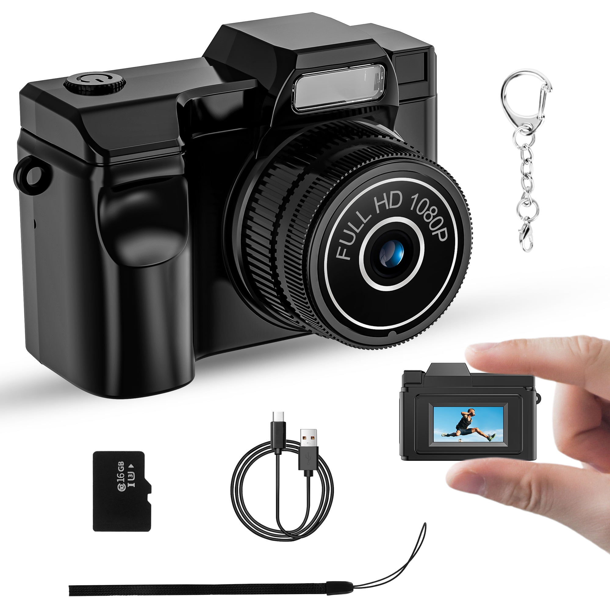 MARVUE 2.7K Digital Camera for Kids/Teens, 16X Zoom, 32GB SD Card, 2 ...