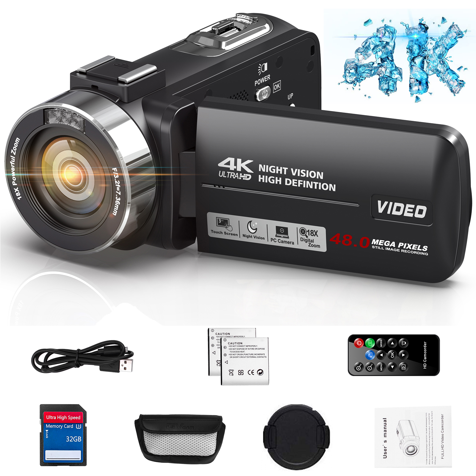 Flip Video Digital Camcorder, 2" LCD Screen, 1/4.5" CMOS, Black ...
