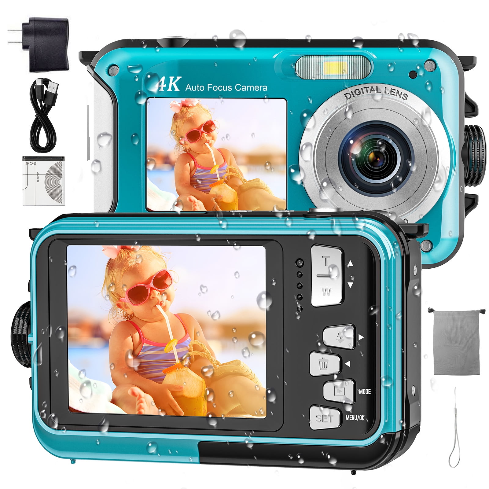 MARVUE Waterproof Camera 4K 48MP 11FT Underwater Camera Selfie Dual ...