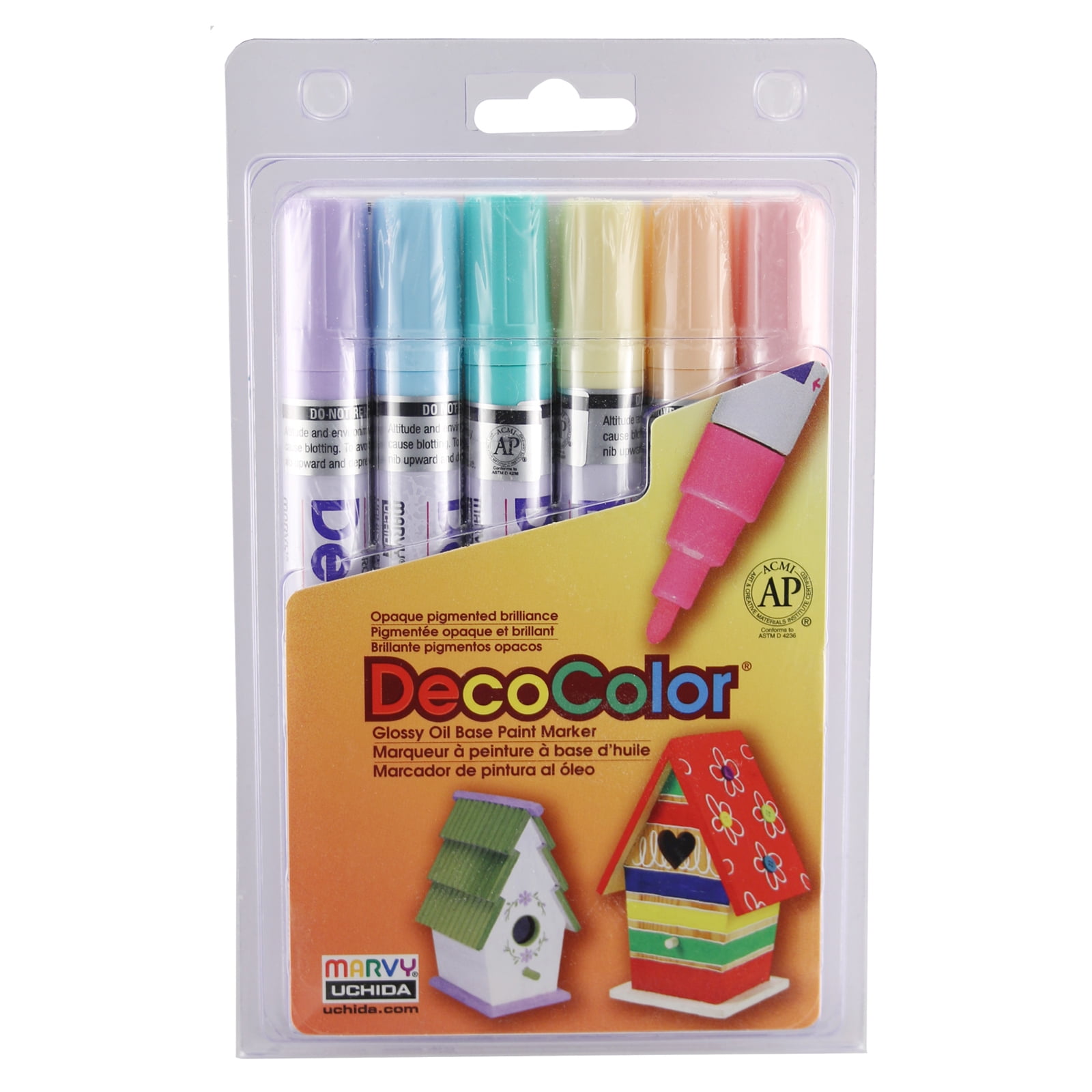 Uchida DecoColor Paint Markers, Broad Tip, Pastel Colors, Oil-Based, 6 ...