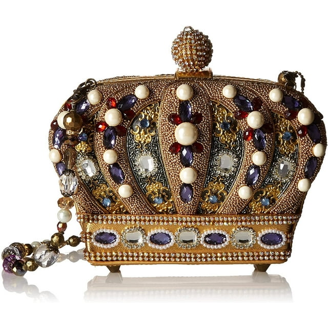 MARY FRANCES Queendom Hand Beaded Jeweled Queen Royal Crown Handbag ...