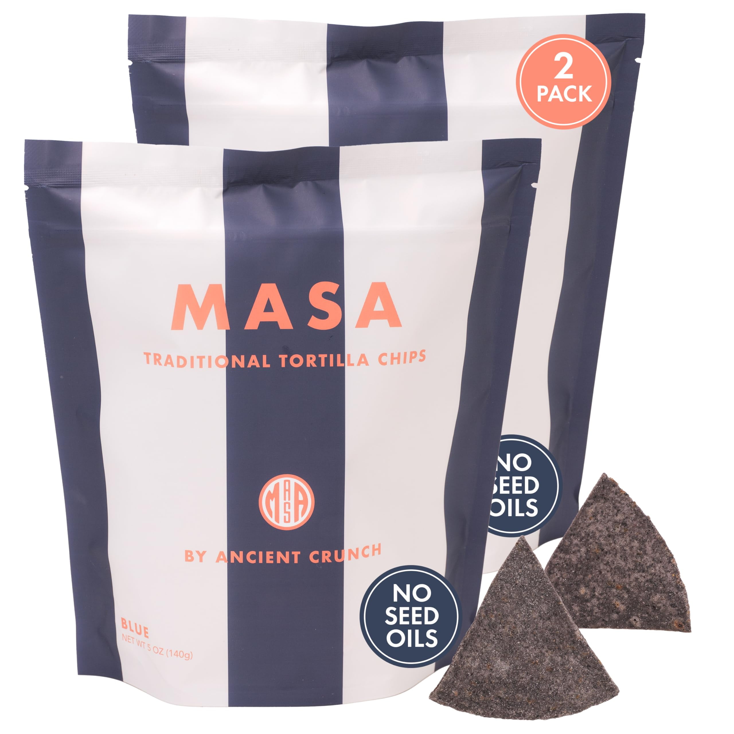 MASA Chips Blue Corn Tortilla Chips - Naturally Grown Blue Corn with ...