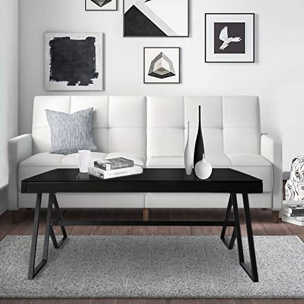 MASAKA B&W 47" Coffee Table for Living Room with Tempered Glass Top ...
