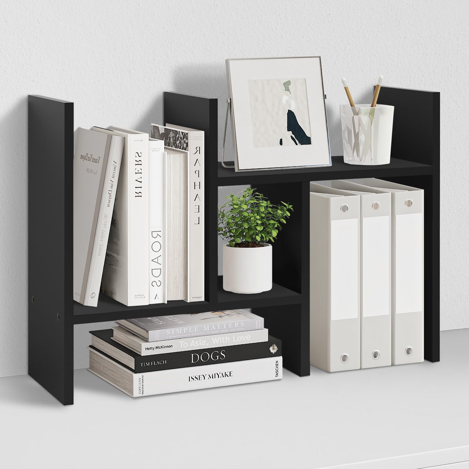 MASAKA B&W - Desk Organizer Aesthetic Shelf, Desktop Bookshelf, Double ...