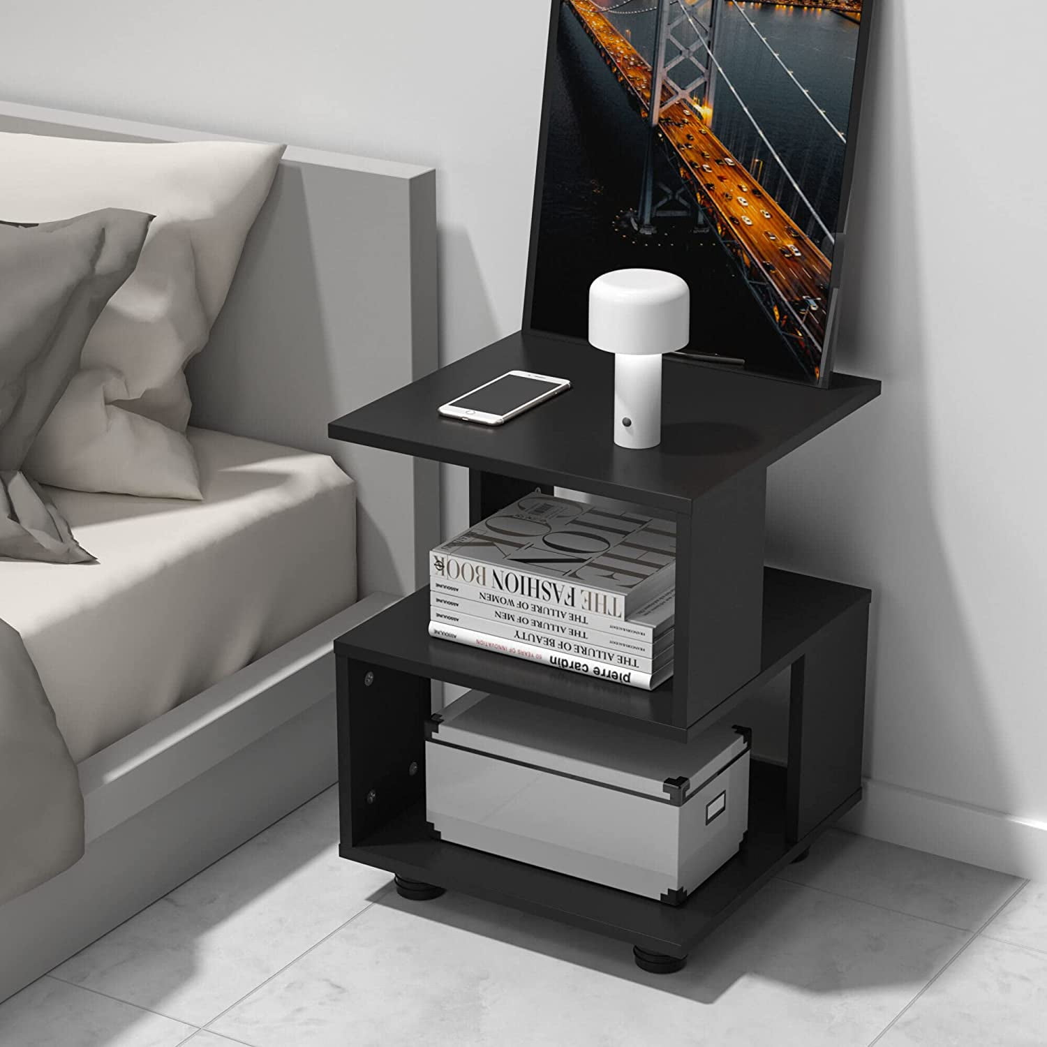 MASAKA B&W - Magic Cube Black Nightstands, Modern Fashion Style - 2 ...