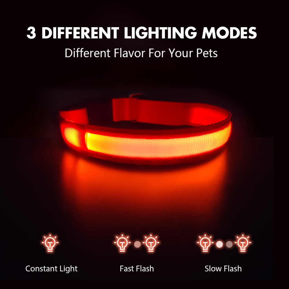 MASBRILL LED Dog Collar, Waterproof, Rechargeable, Adjustable, Night ...
