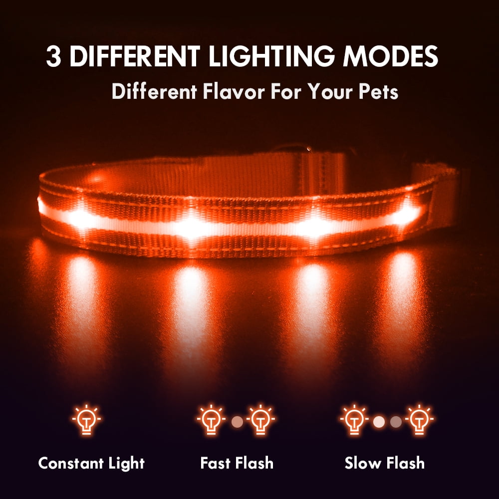 MASBRILL Glowing LED Dog Collar, Night Walking Light Dog Collar ...