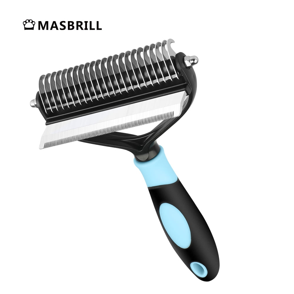 MASBRILL Pet Grooming Brush, 2 in 1 Deshedding Tool & Undercoat Rake ...