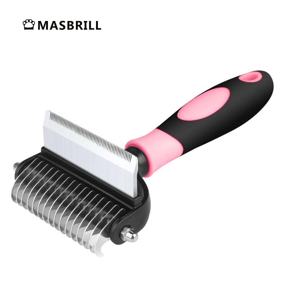 MASBRILL Pet Grooming Brush, 2 in 1 Deshedding Tool & Undercoat Rake ...