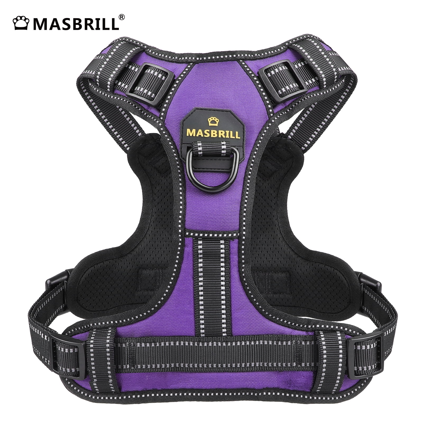 MASBRILL Reflective Adjustable Padded Dog Harness with Handle, Suitable ...