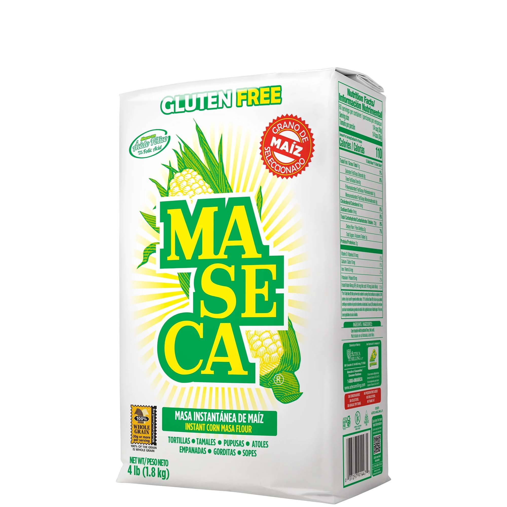 MASECA - Traditional White Corn Flour, Authentic Flavor, Soy and Wheat ...