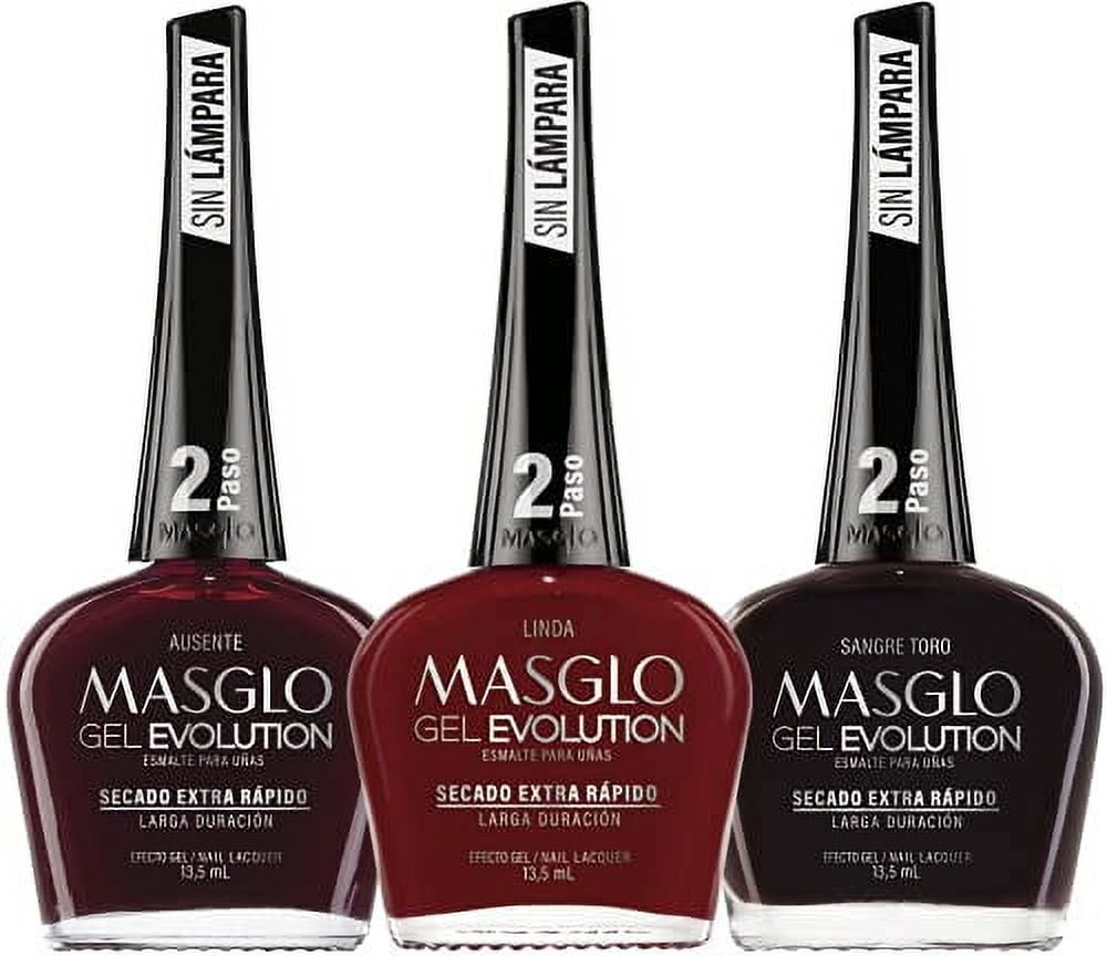 MASGLO GEL EVOLUTION Nail Polish Gel Effect, No UV/Led Lamp, Duration Up to 12 days, 3 PCs ...