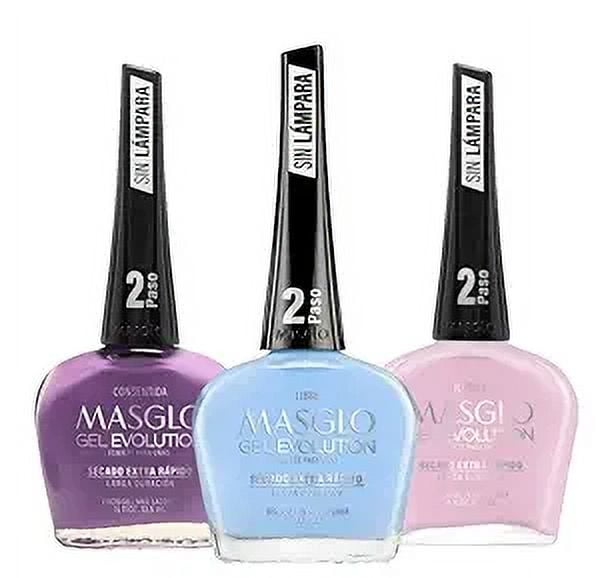 MASGLO GEL EVOLUTION Nail Polish Gel Effect, No UV/Led Lamp Required, Duration up to 12 day, 3 ...