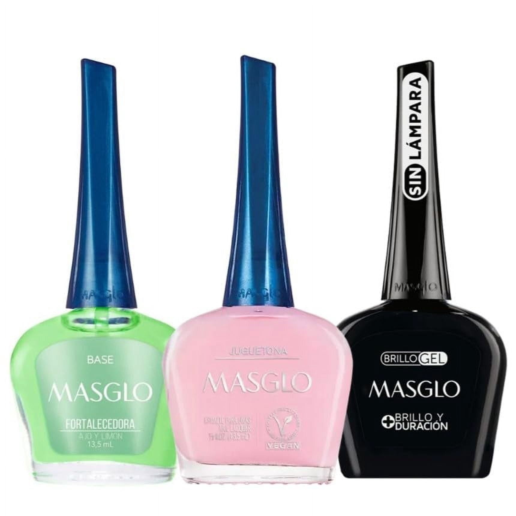 MASGLO Traditional Nail Polish 0.5 Fl. Oz. 3 piece kit with BASE ...
