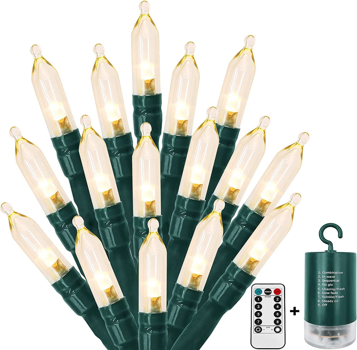 MASHANG LED Christmas Lights, 39FT 100 LEDS, Battery Powered, 8 Modes, Timer, Remote, Indoor ...