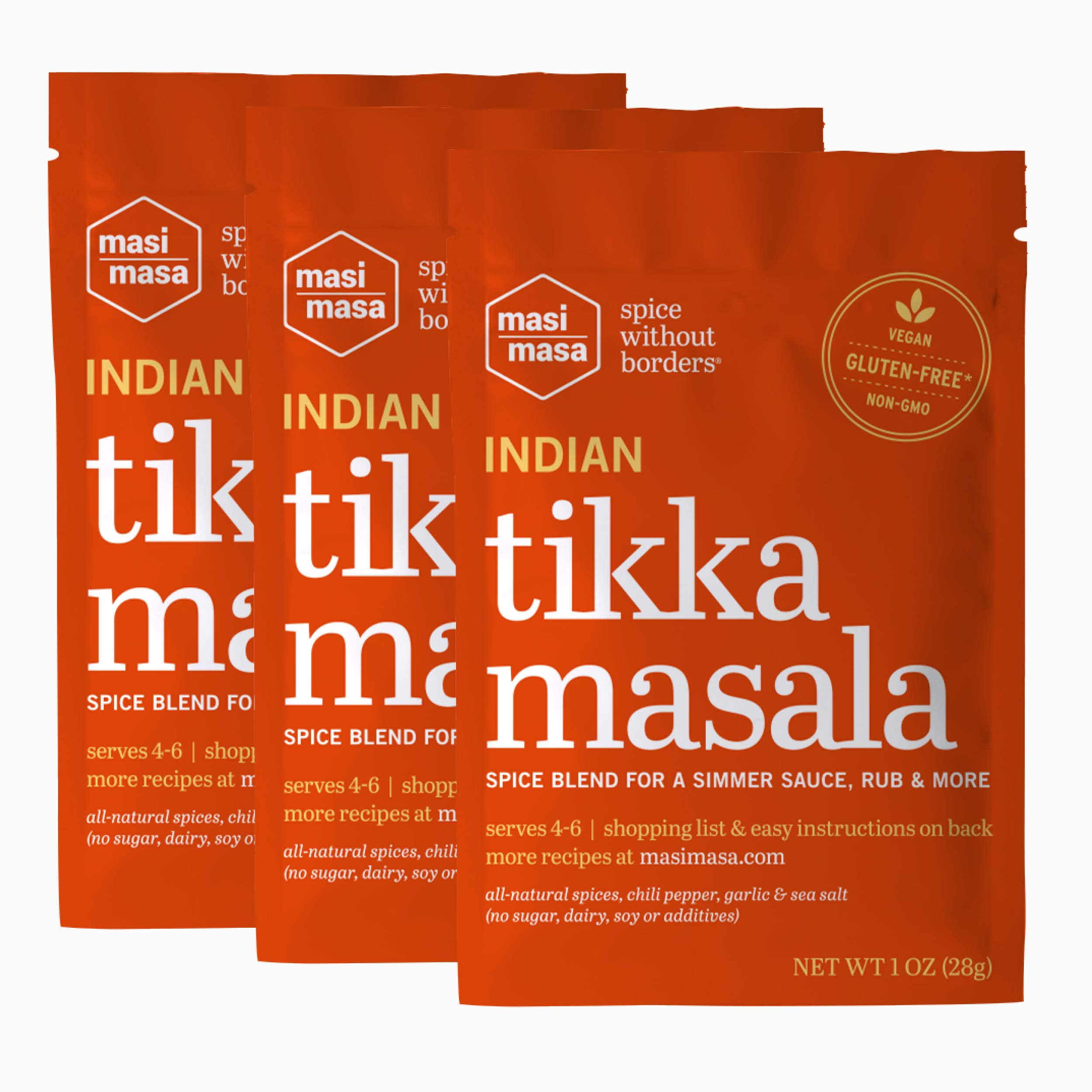 MASI MASA Indian Tikka Masala Spice AD01 Blend (3 pack), Curry Seasoning for Simmer Sauce ...
