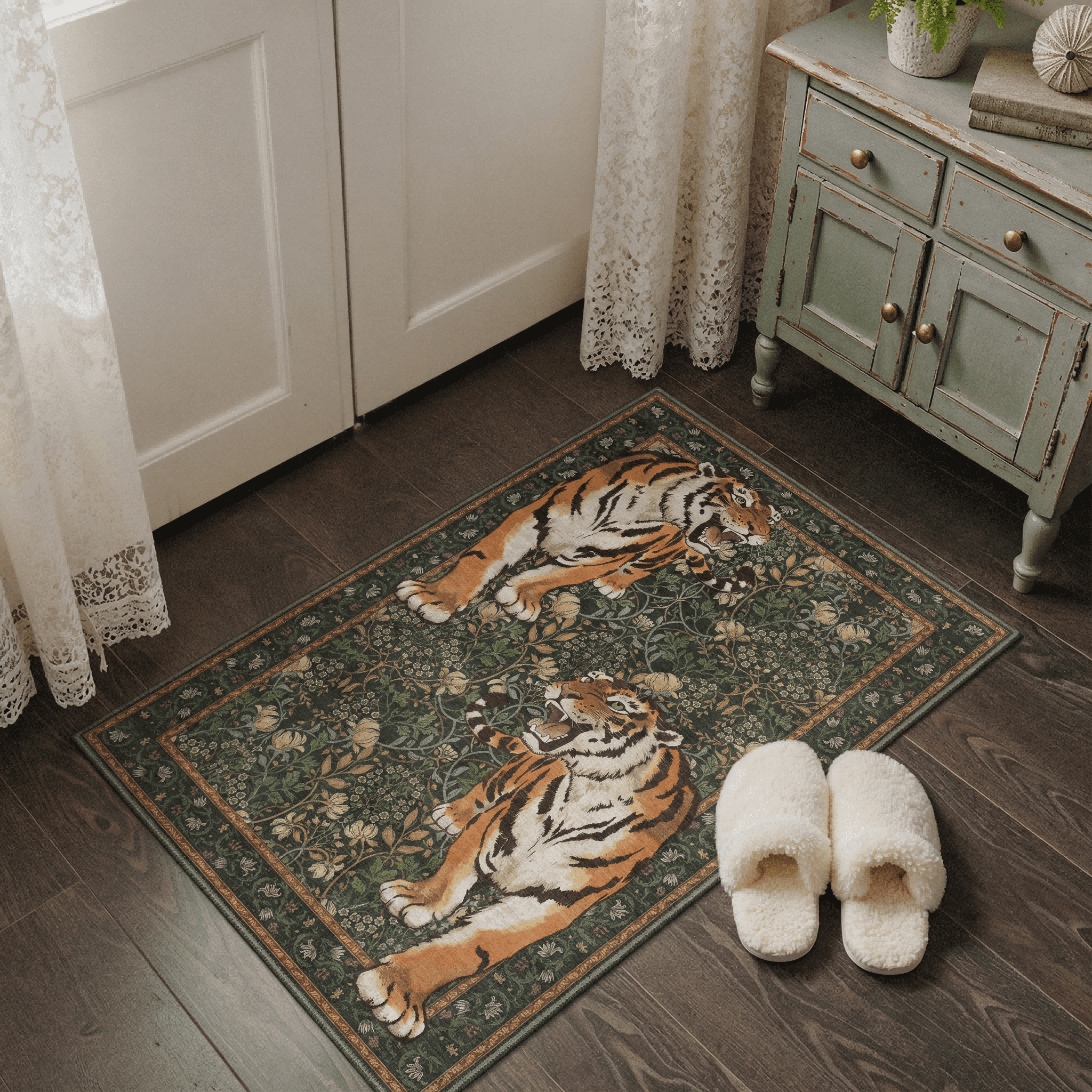 MASIIS 5X7 Tiger Area Rugs for Living Room, Tiger Print Animal Machine ...