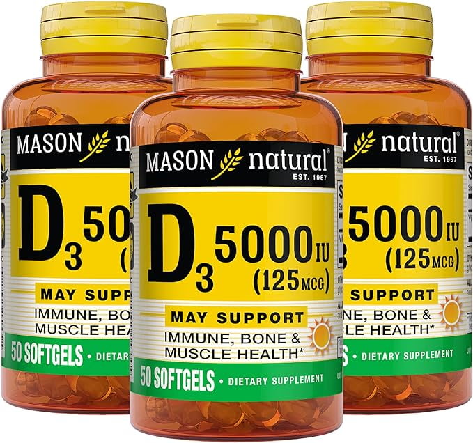 MASON NATURAL Vitamin D3 125 mcg (5000 IU) - Supports Overall Health ...