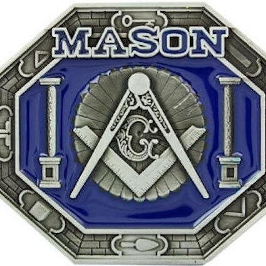 MASON Stone Crafters Belt Buckle Masonic symbols compass Blue Templar ...
