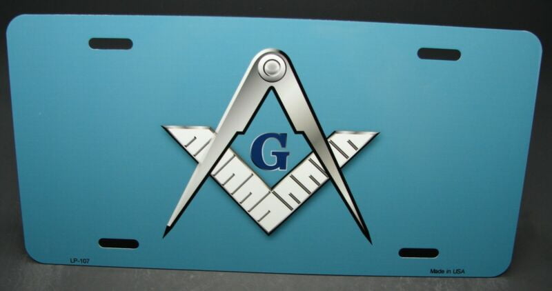 MASONIC FREEMASON METAL CAR NOVELTY LICENSE PLATE MASON LOGO AUTO TAG ...