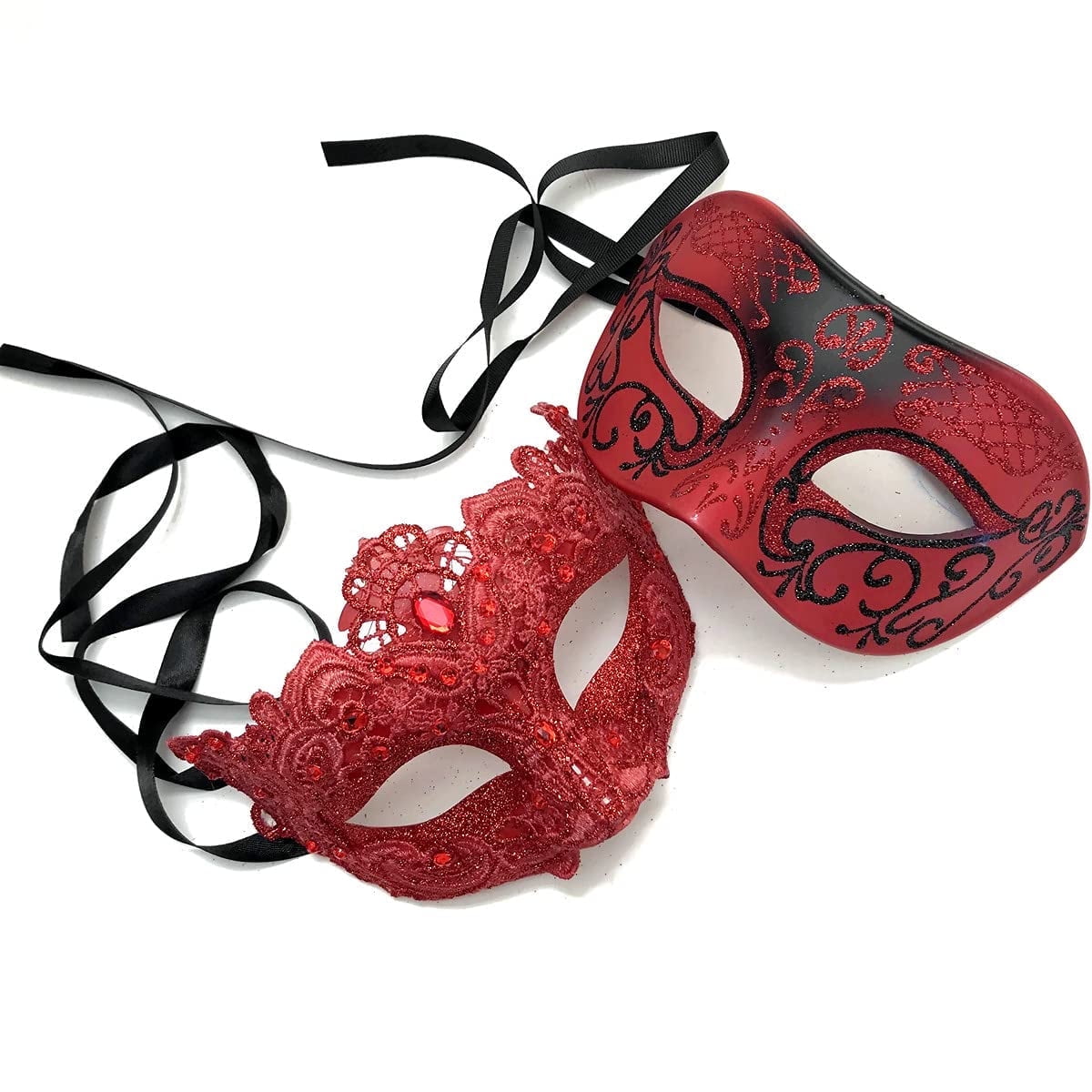 MASQ Brocade Lace Masquerade Ball Mask Pair Burlesque Mardi Gras ...