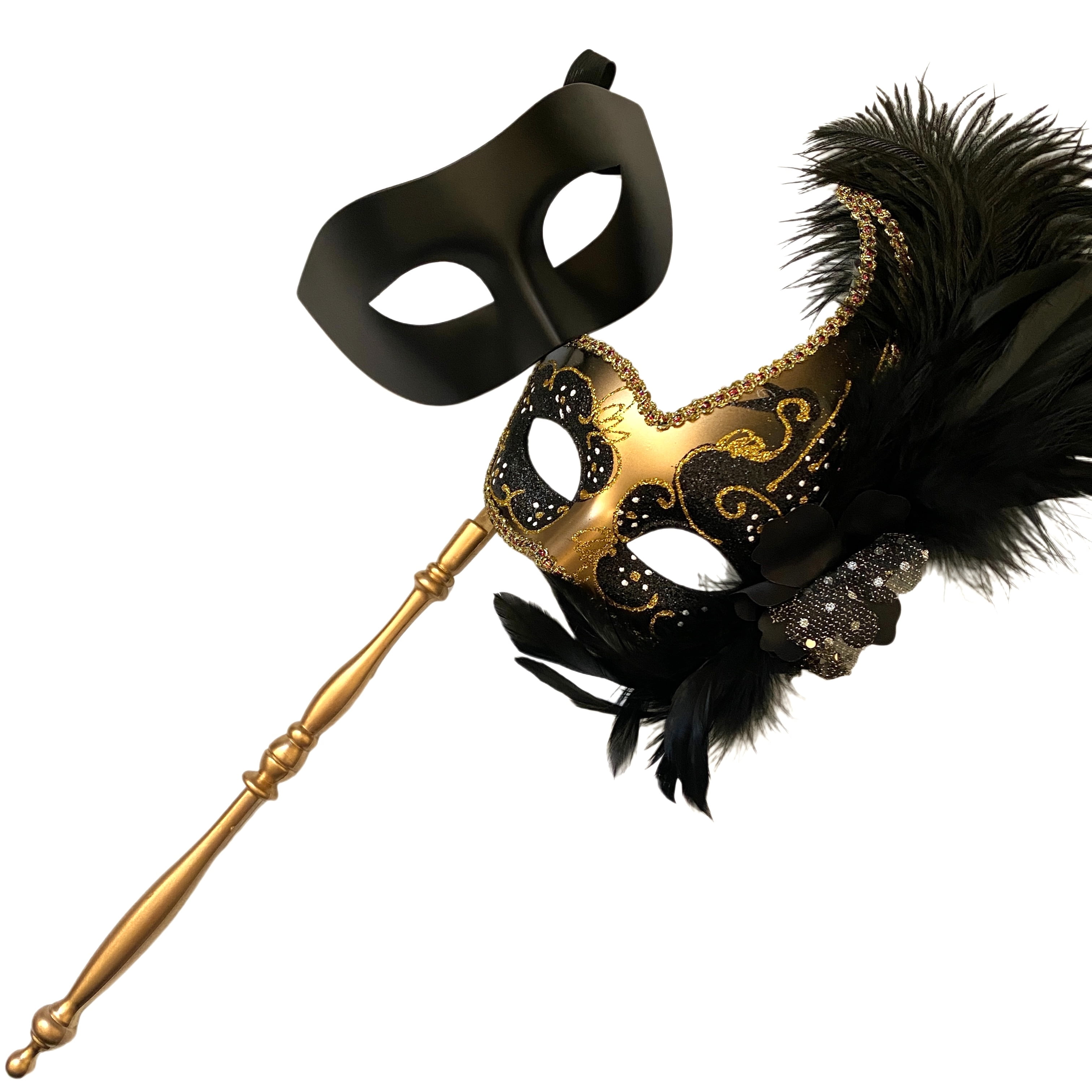 MASQ Couples Masquerade Ball Mask Pair Ostrich Feather Cosplay Costume ...