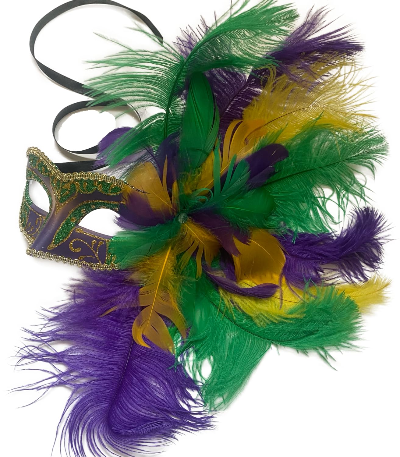 MASQ Masquerade Feather Mask Show Girl Mardi Gras Carnival Costume ...