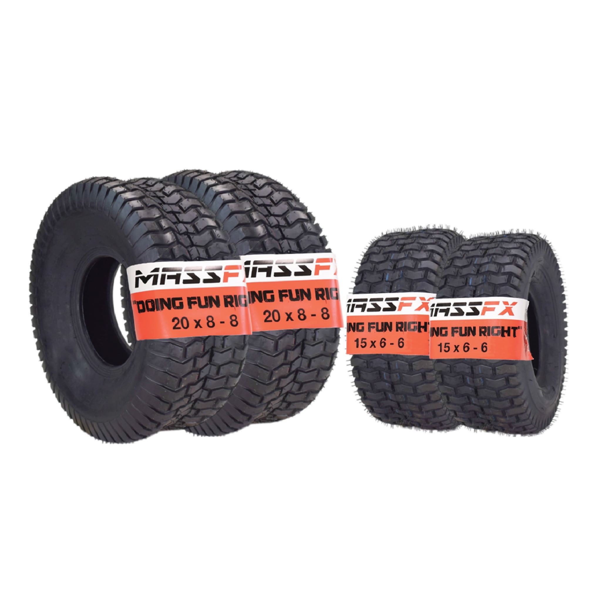 "MASSFX 15x6-6 20x8-8, 4 Ply Grass Lawn Mower & Garden Tires, 1/4 ...