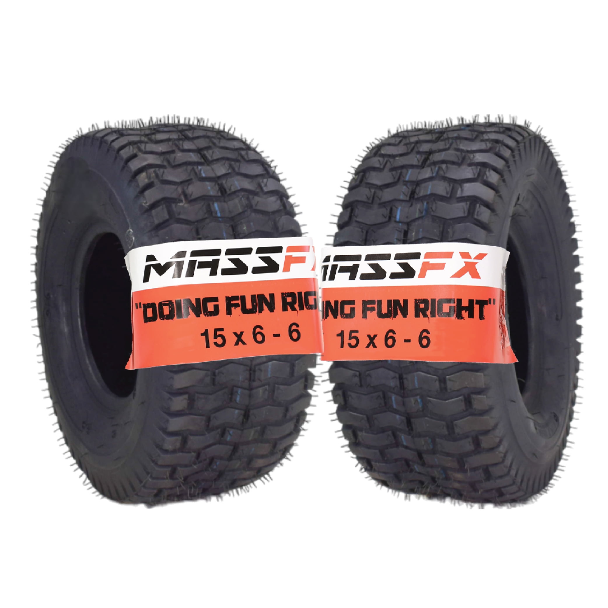 MASSFX Lawn & Garden Turf Tires 15x6-6, 4 Ply, 1/4" Tread Depth, Set of ...