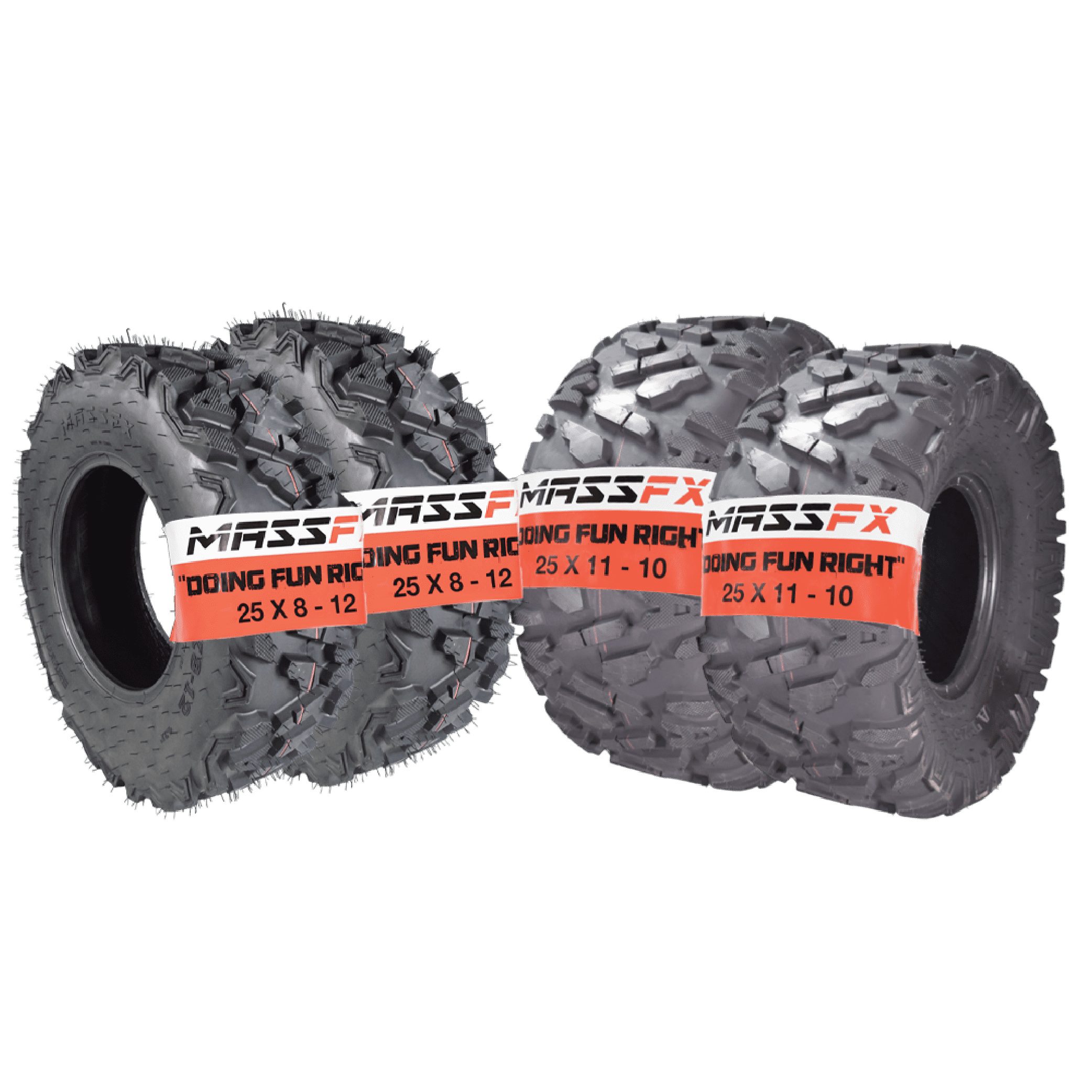 MASSFX Durable 6-Ply ATV & UTV Tires - Front 25x8-12 & Rear 25x11-10 ...