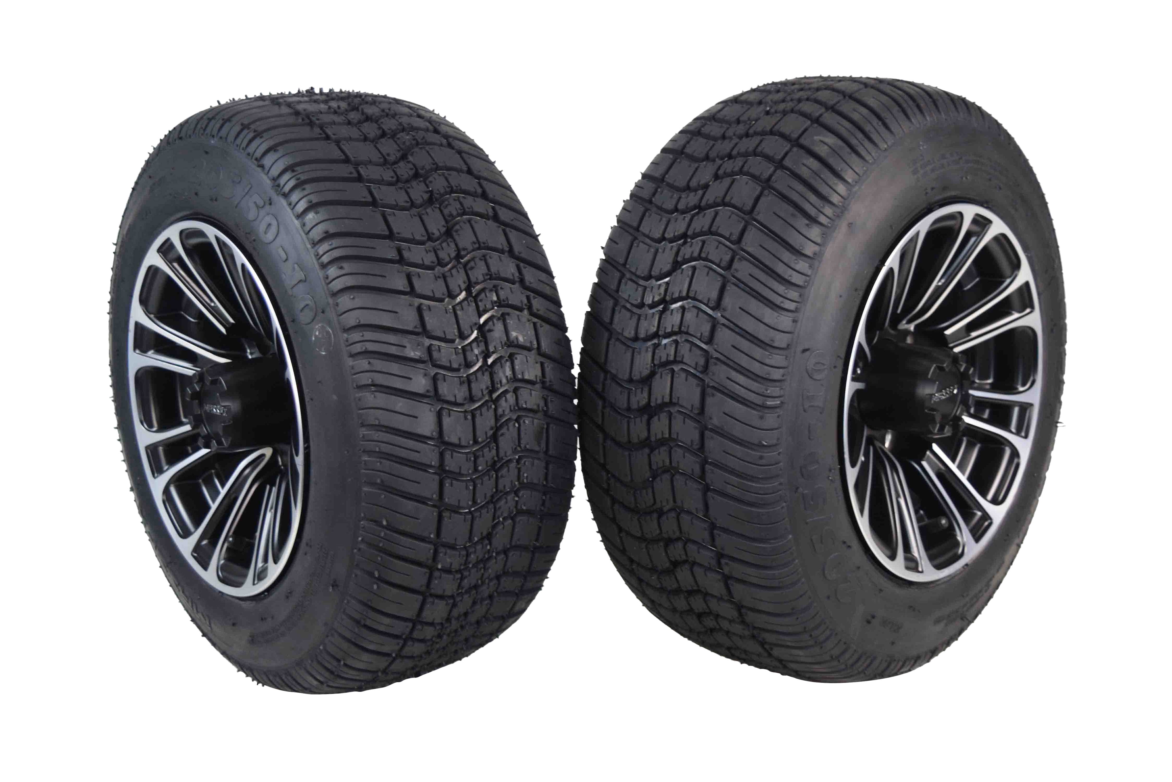 MASSFX 205/50-10 Golf Cart Turf Tire & Black Wheel Kit A238 10x7 4/101 ...