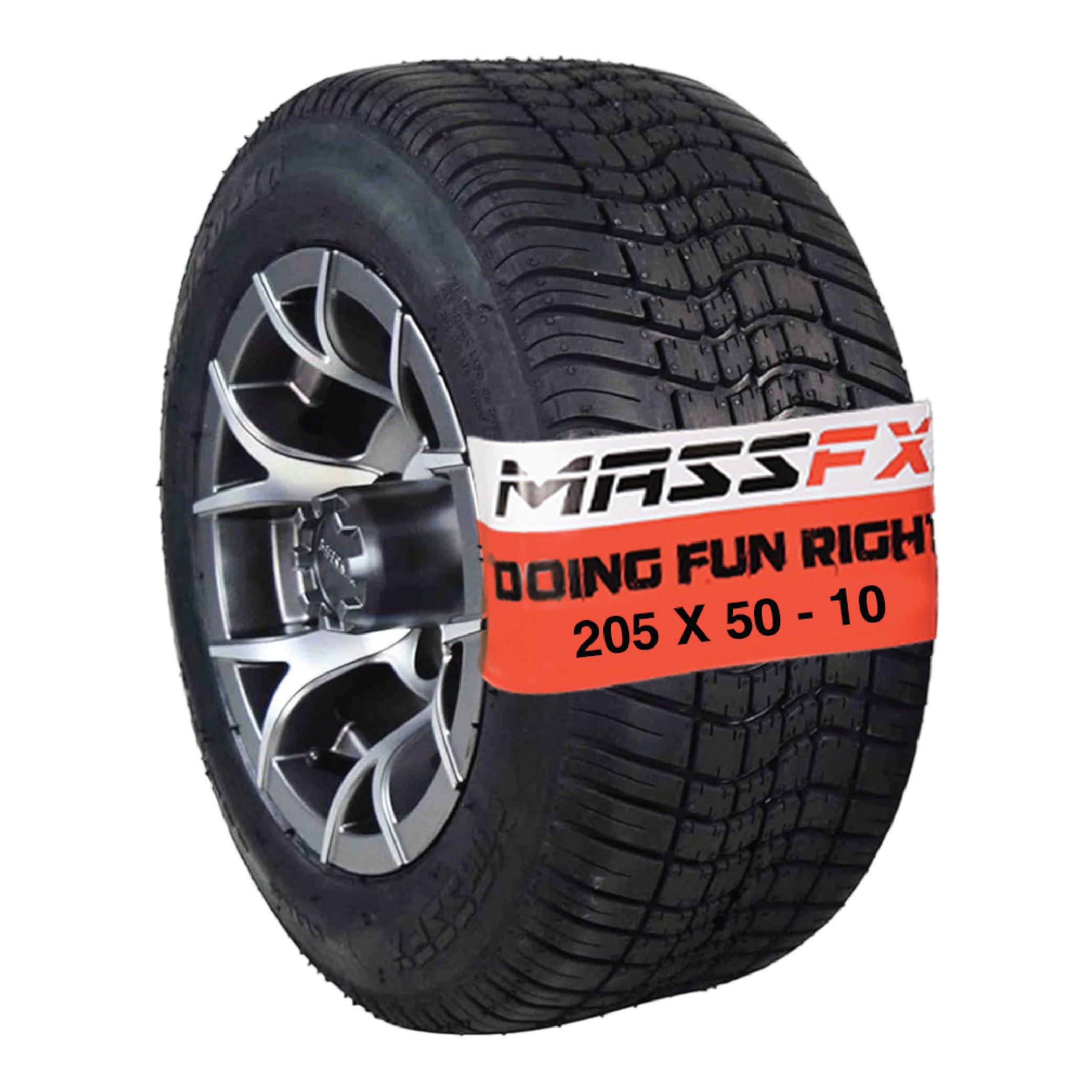 MASSFX SL 205/50-10 Front/Rear Golf Cart Tire, PIT Viper Grey Wheel ...