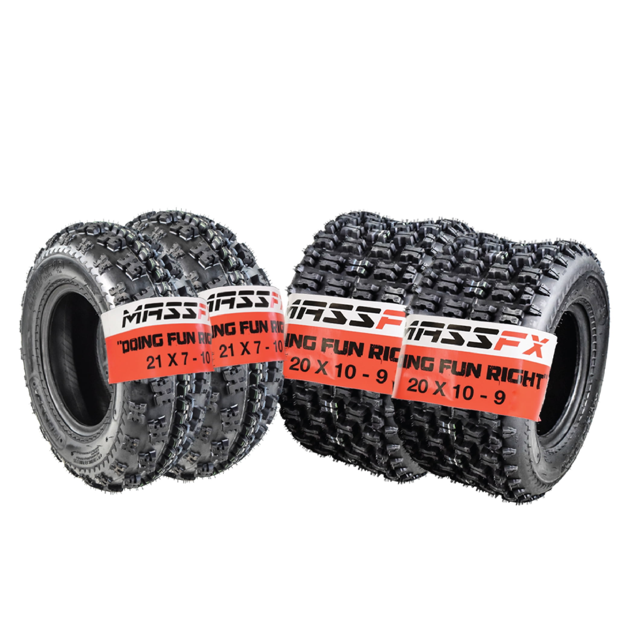 MASSFX 21x7-10 Front (2) & 20x10-9 Rear (2) Tires for ATV, UTV, & SxS (4-pk) - Walmart.com