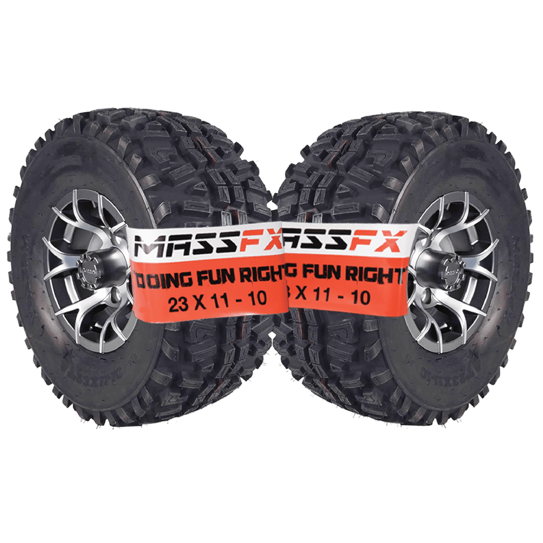 MASSFX 23x11-10 Front or Rear Tires on PIT VIPER Gun Metal Gray Wheel ...