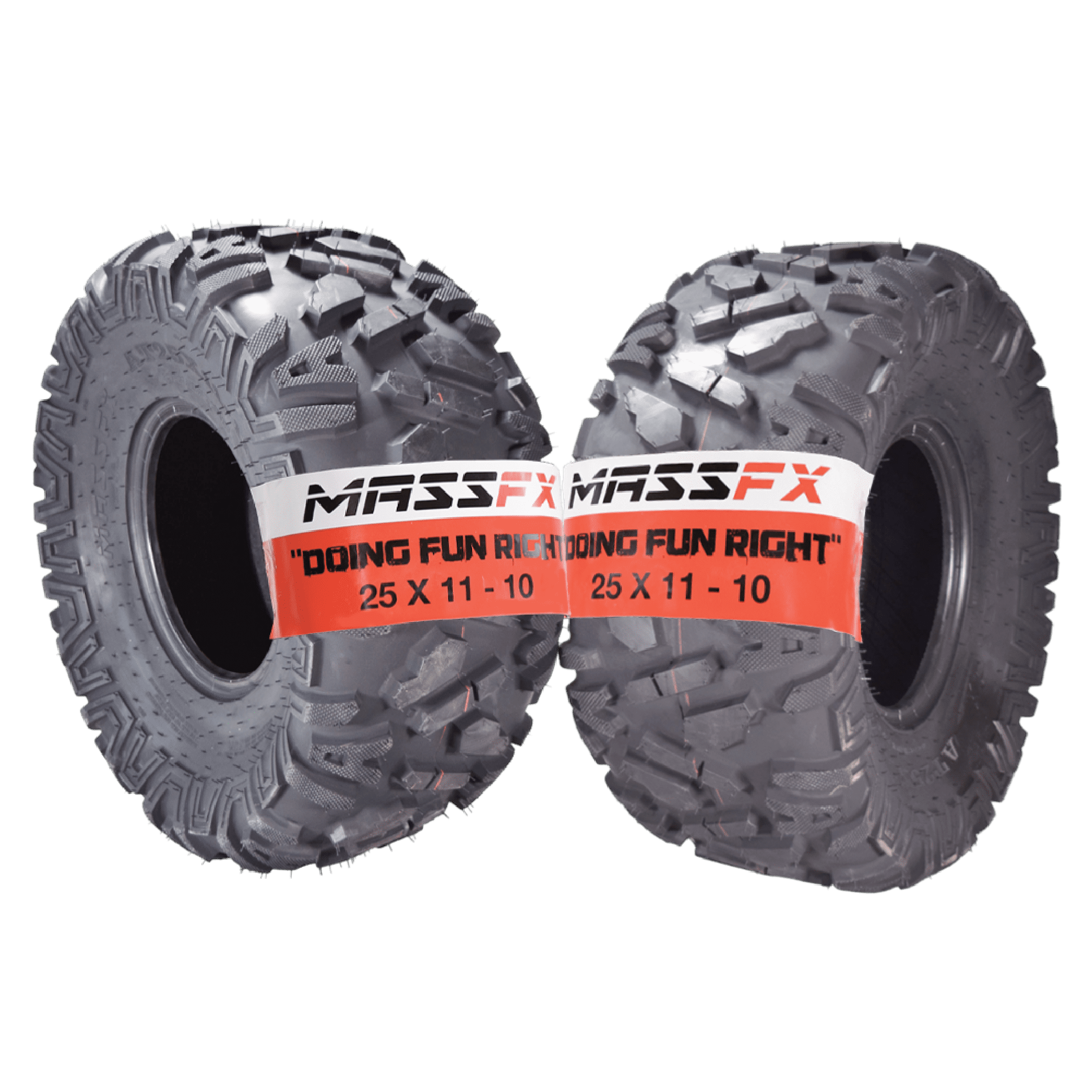 "MASSFX Durable 6 Ply 25x11-10 Rear ATV/UTV Tire Set (2-Pack) with 1/2 ...