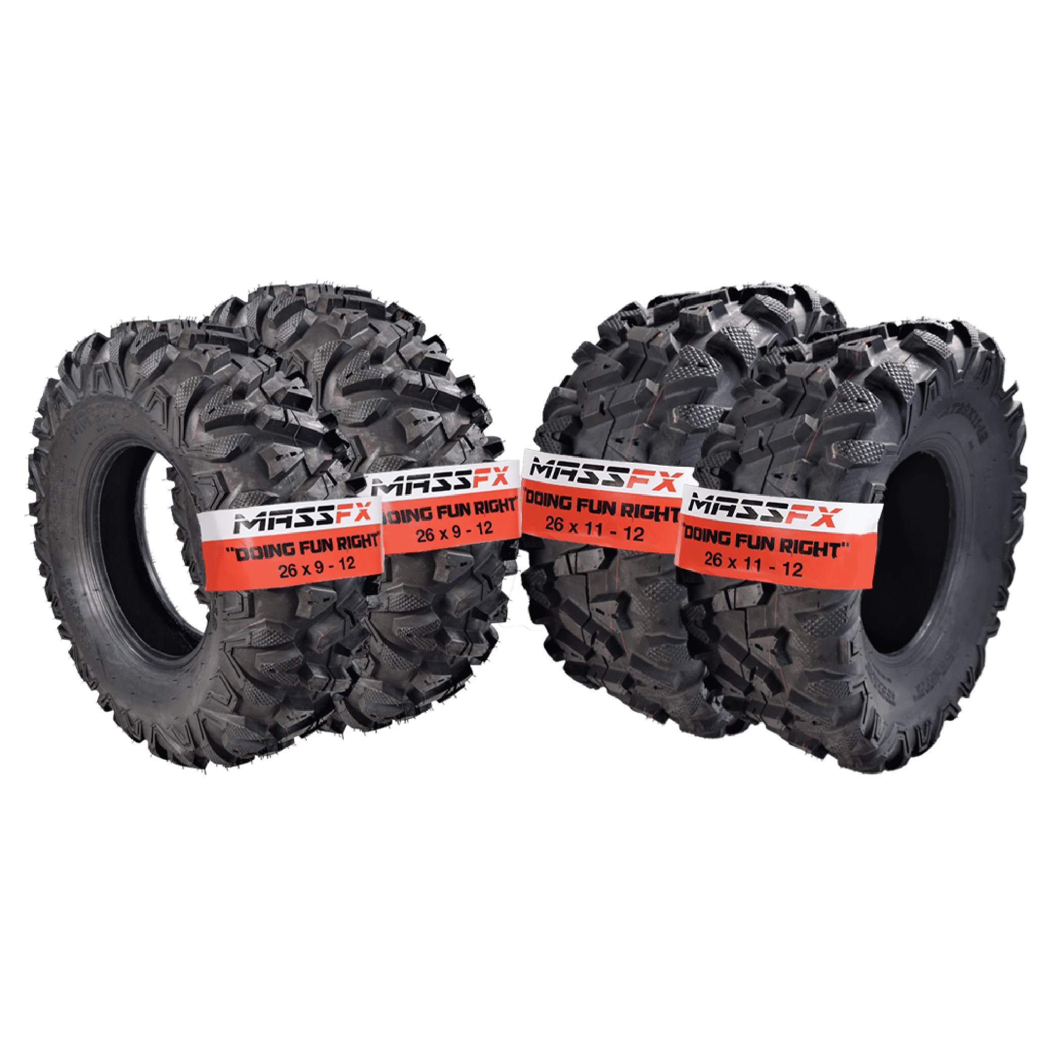 MASSFX ATV/UTV Tires Set, 26x9-12 Front & 26x11-12 Rear, 6 Ply, 4 Pack ...