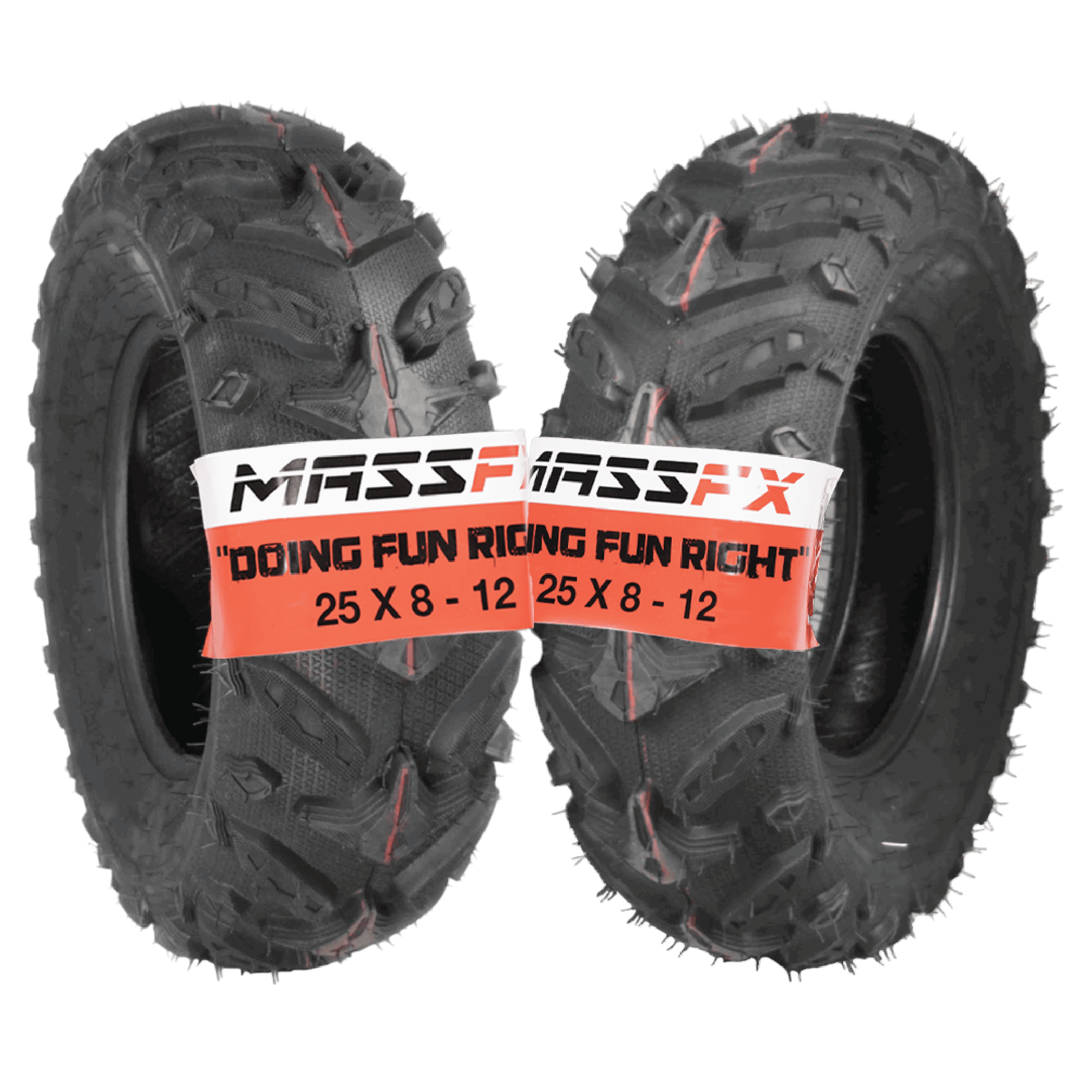 MASSFX Grinder 25x8-12 Front ATV/UTV Tire Set (2 Pack) - 6 Ply, Chip ...