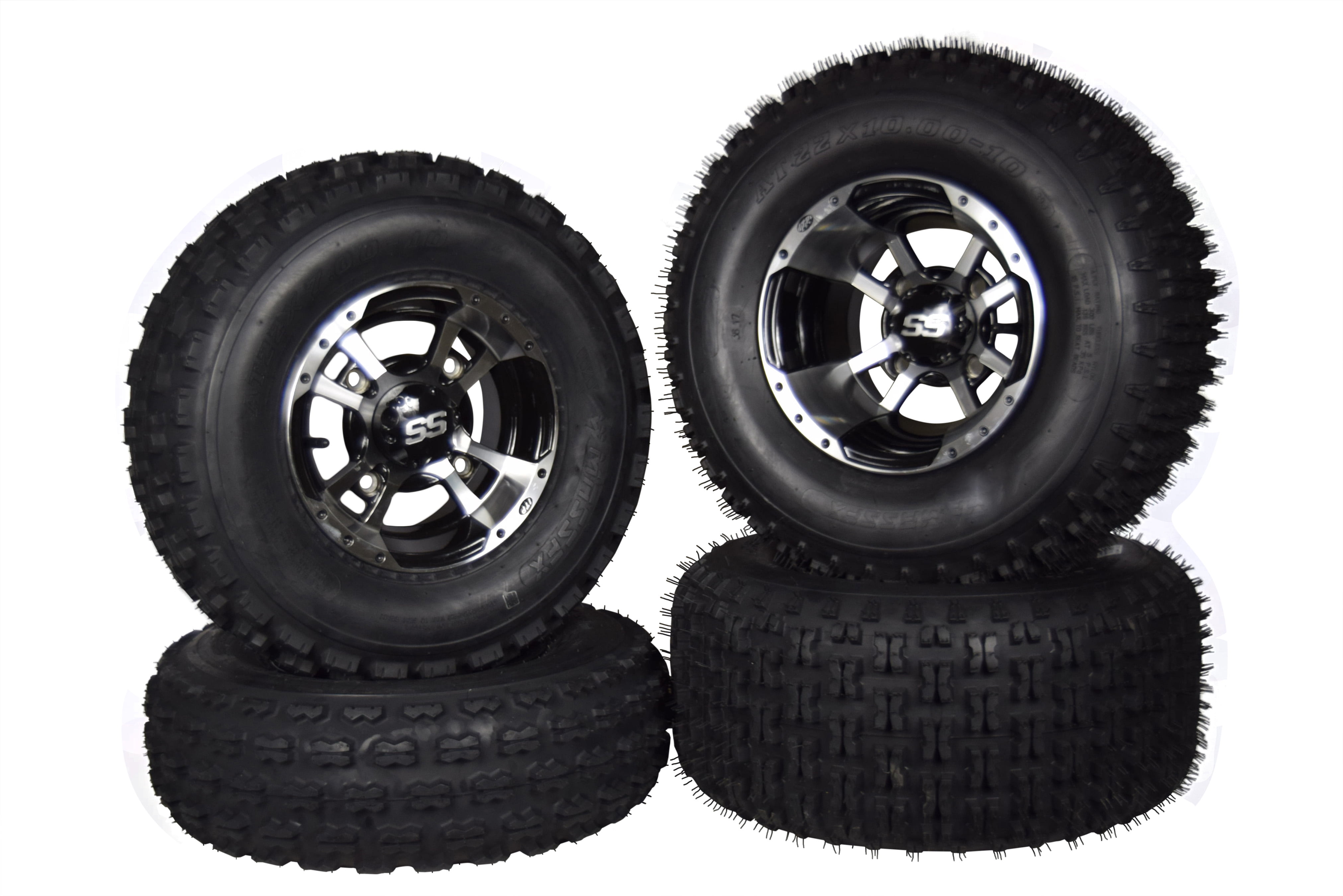 MASSFX MO ATV Front & Rear Tires with 10" Machined Wheel Set Rim Kit ...