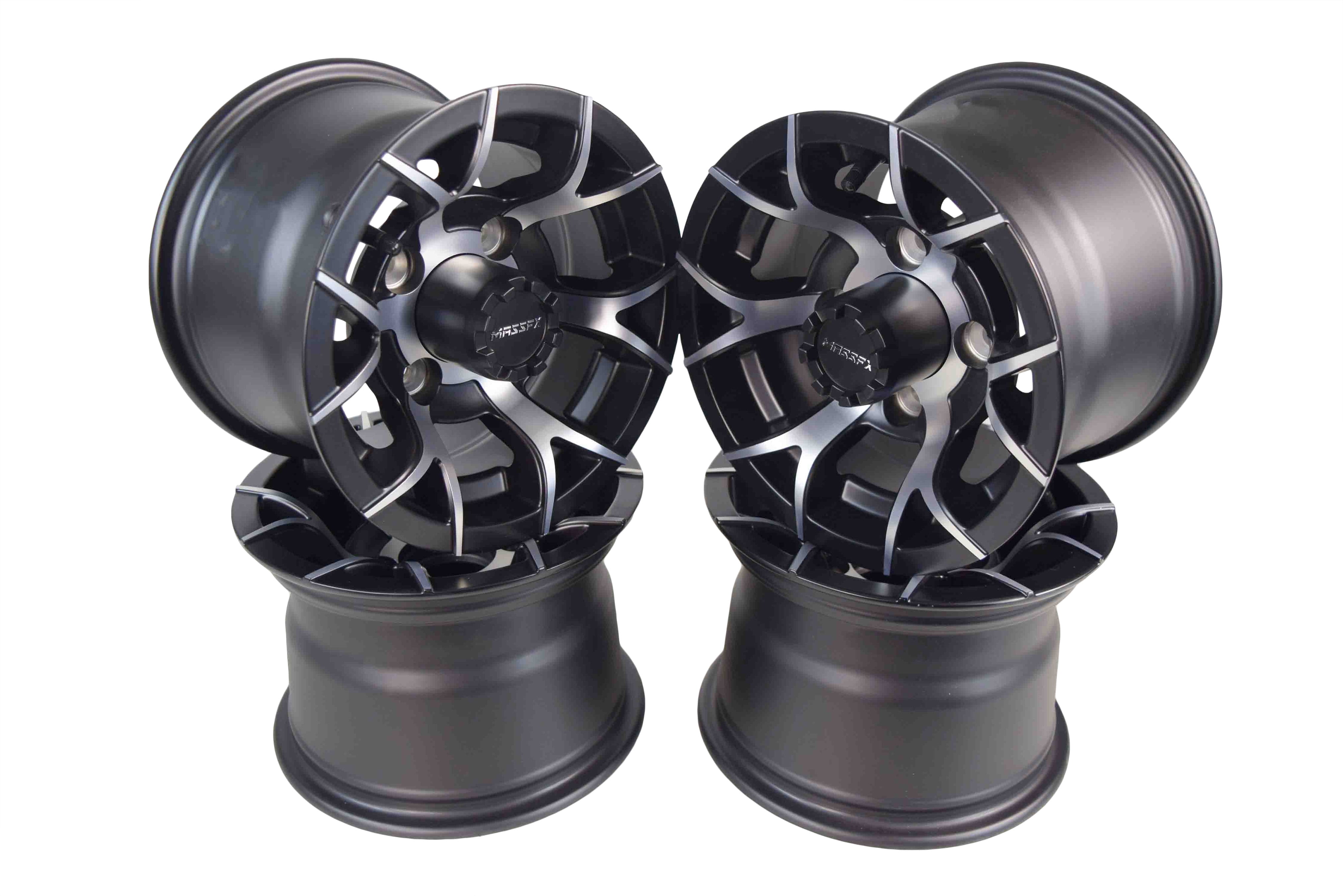 Massfx 10x7 Golf Cart Rims, Matte Black, 4/101.6 Bolt Pattern, 4 Pack ...