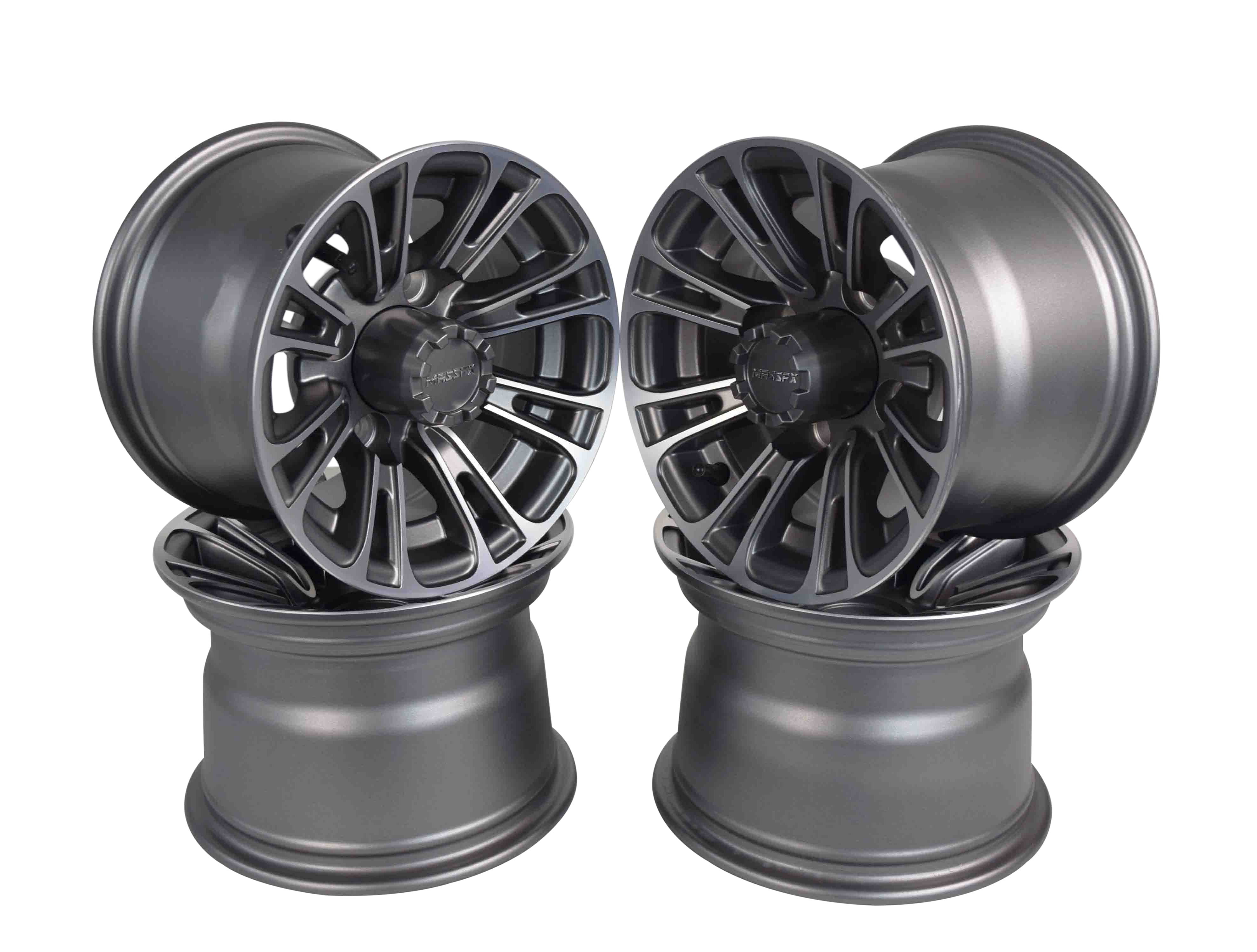 MASSFX 10x7 Golf Cart Rims with 4/101.6 or 4 on 4" Bolt Pattern-Gun ...