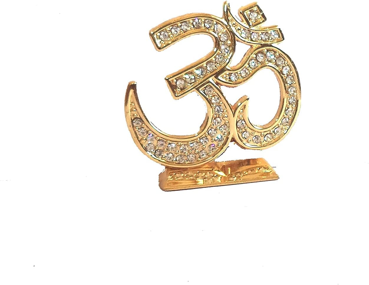 MASSIVE MART Hindu Religious Symbol OM Studded Idol Golden Metal Statue ...