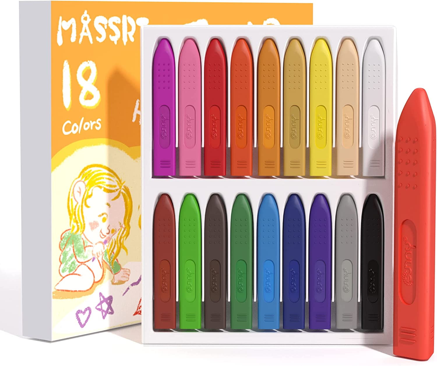 MASSRT Triangle Jumbo Crayons Non-toxic Easy to Hold 18 Count - Walmart.com