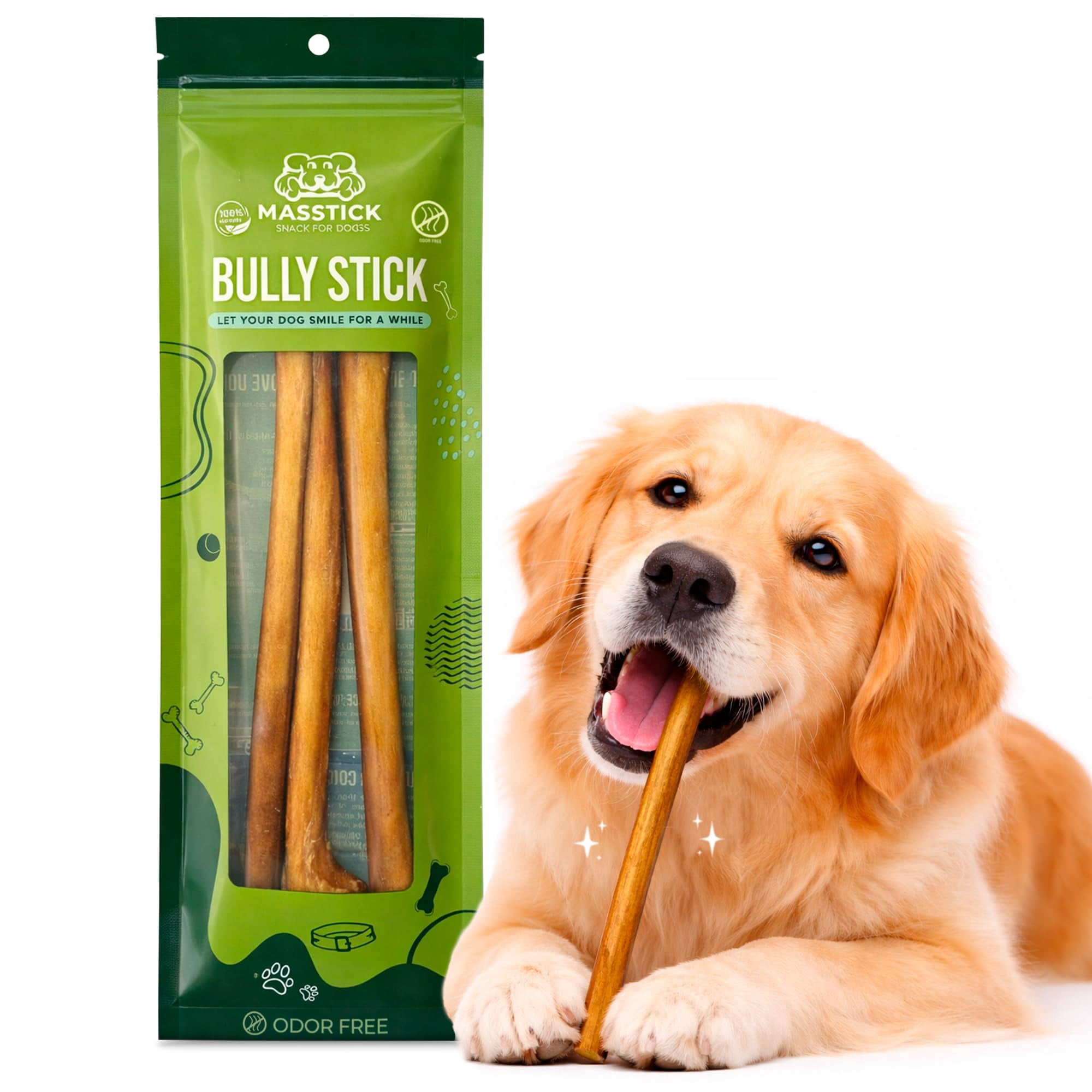 MASSTICK Jumbo Bully Sticks for Dogs 12 Inch – Thick Odor Free Beef Dog ...