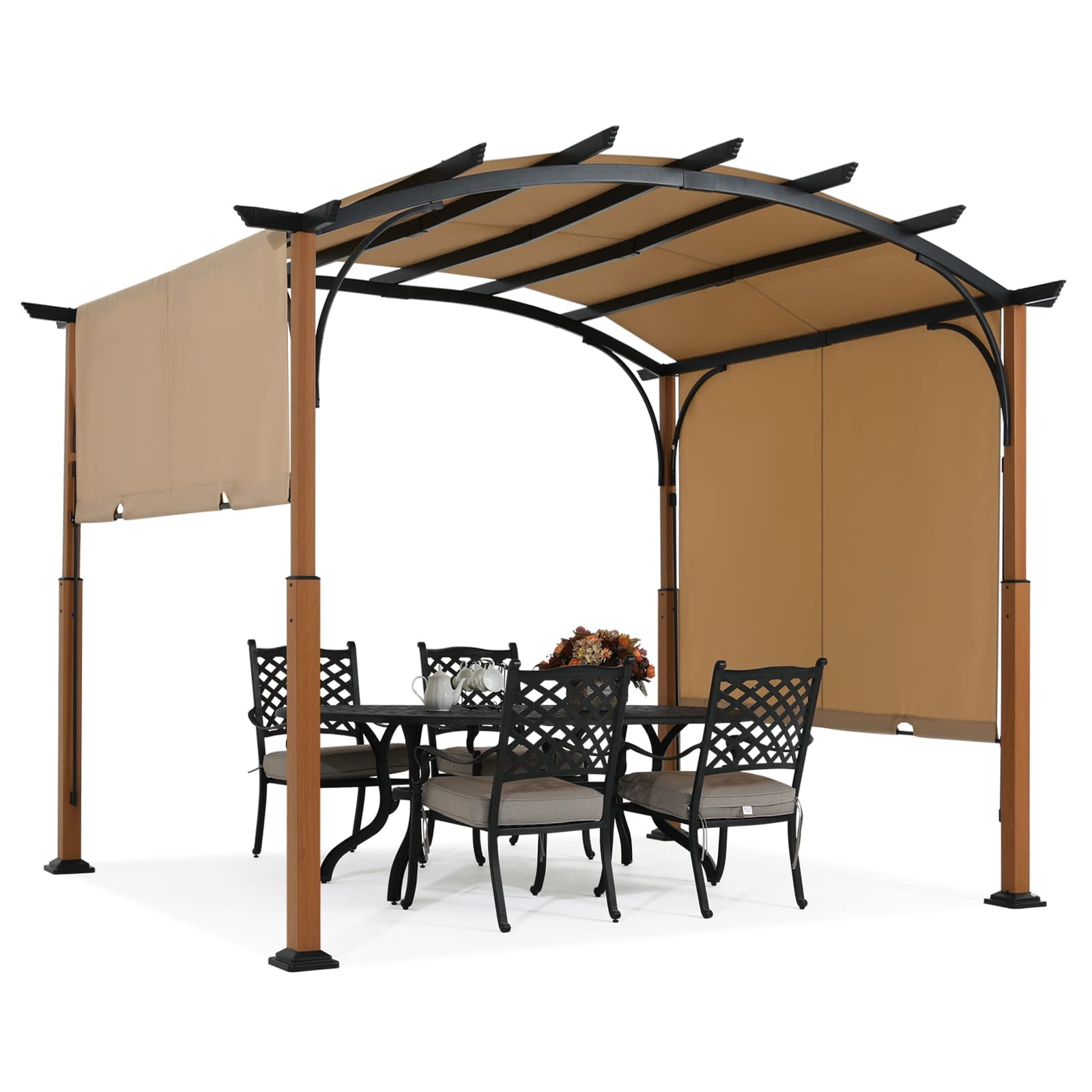 MASTERCANOPY 10' X 10' Outdoor Retractable Pergola with Sun Shade ...