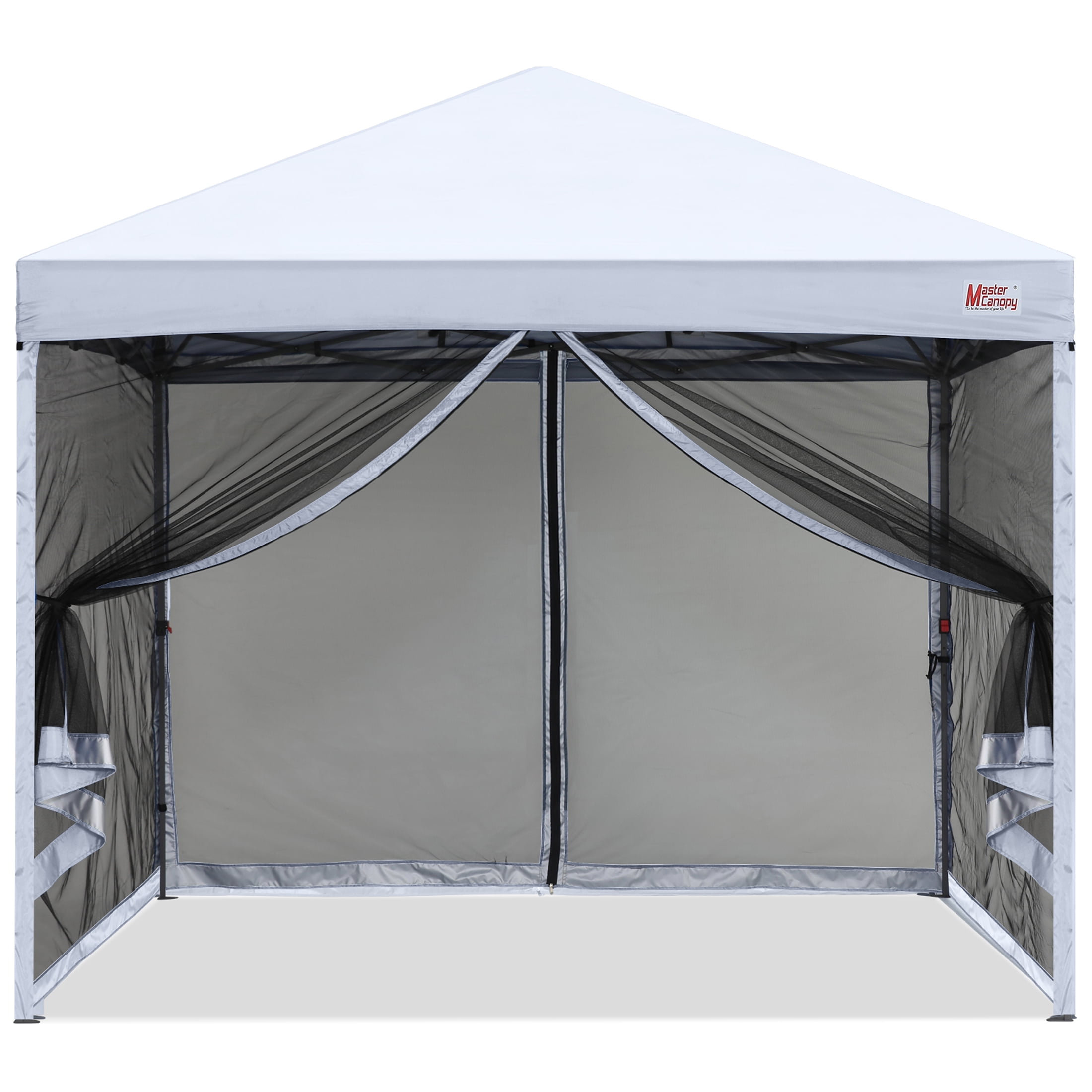 MASTERCANOPY 10 x 10ft Pop-up Canopy Tent with Mesh Walls, White ...