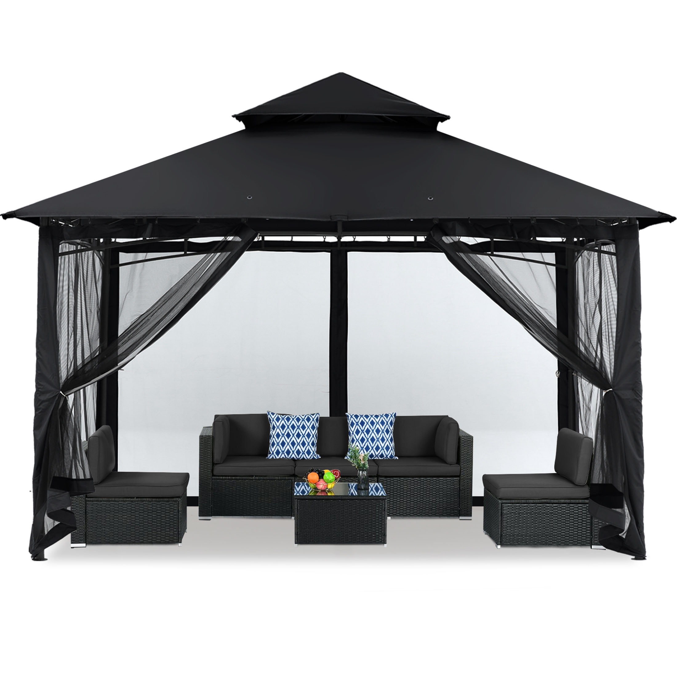 MASTERCANOPY 10' x 12' Outdoor Patio Gazebo, Steel Frame, Double Roof ...