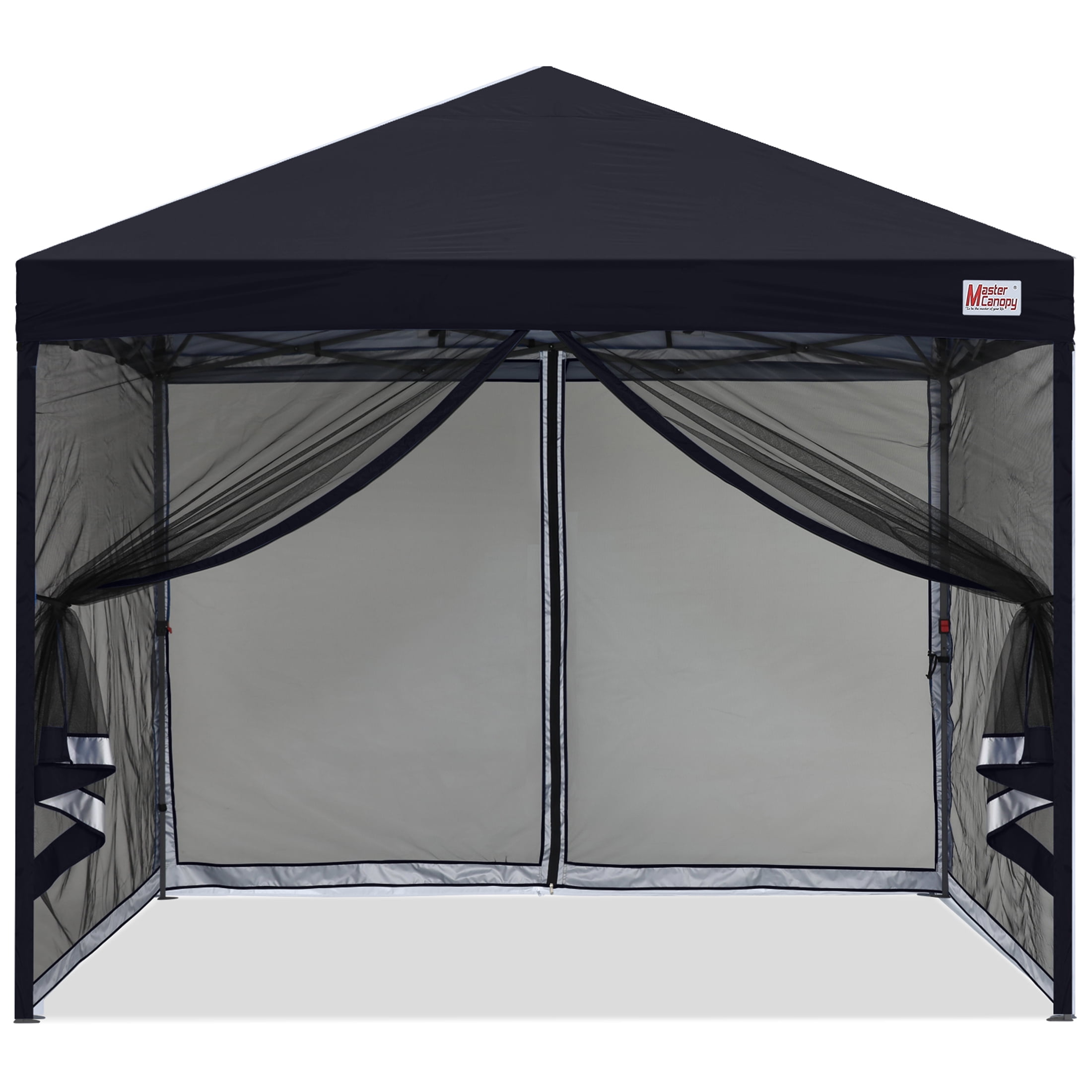 MASTERCANOPY 8 x 8ft Pop-up Canopy Tent with Mesh Walls, Black ...
