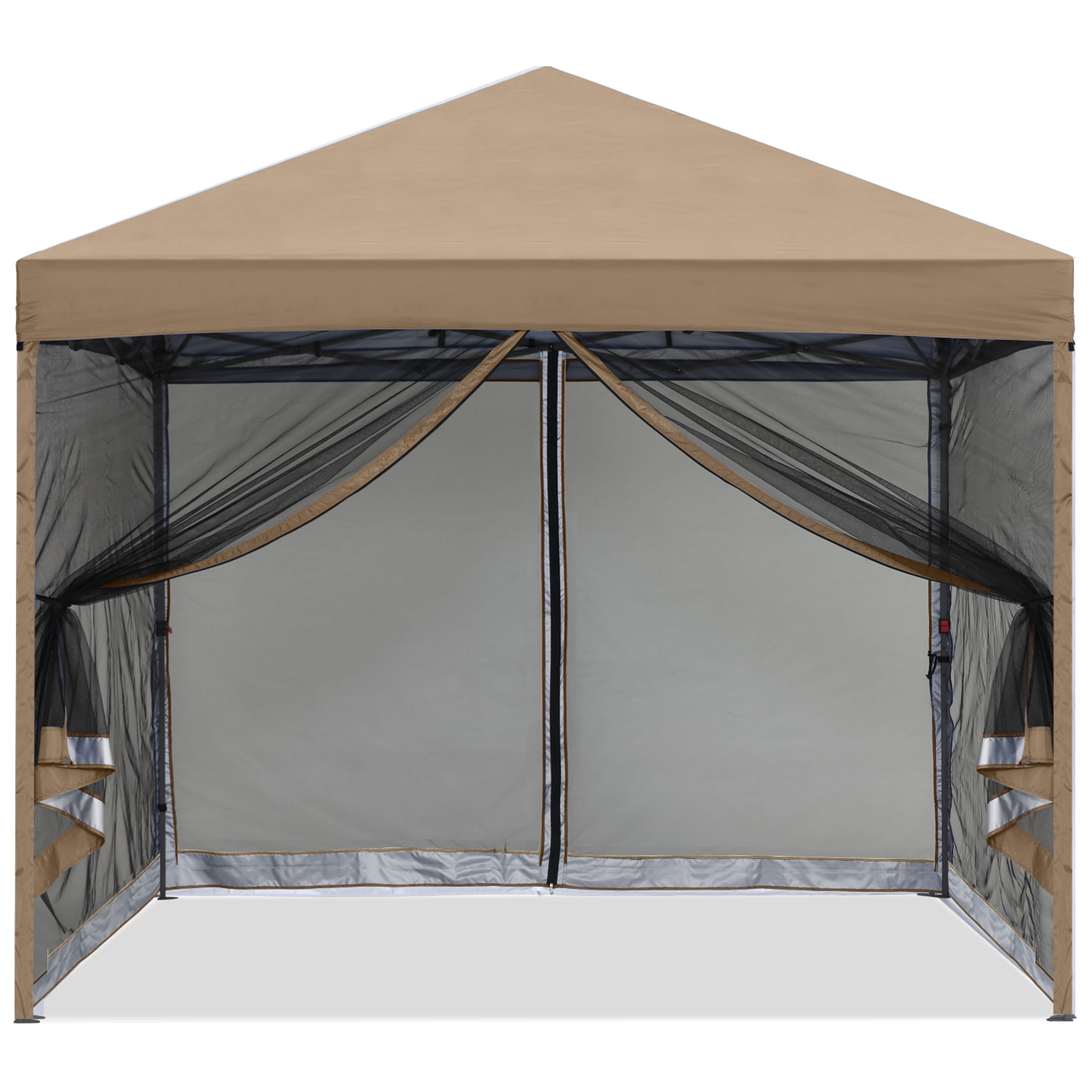 Mastercanopy 8'x8' Pop-up Canopy Screen Tent, Khaki, Mesh Walls ...