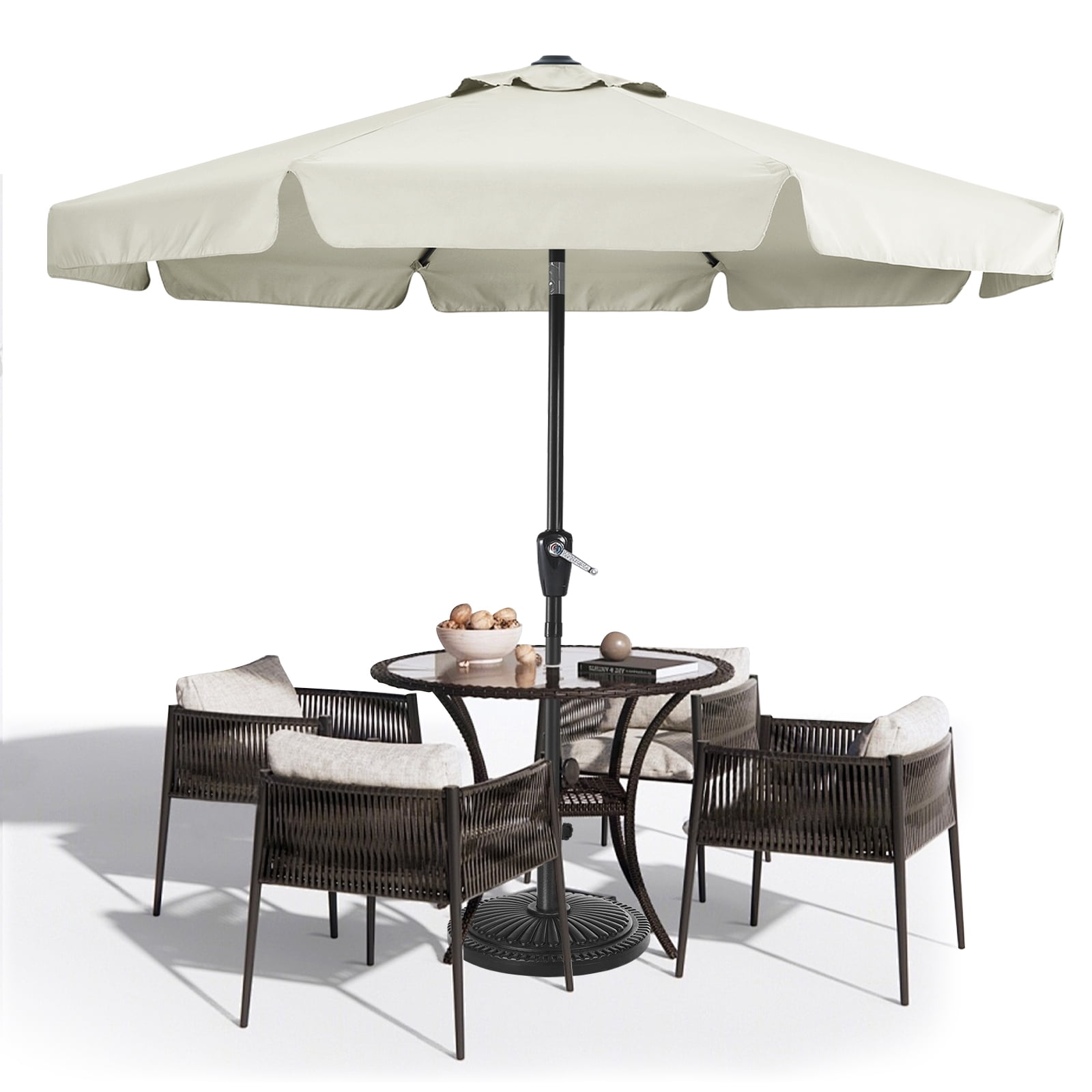 MASTERCANOPY 9ft Aluminum Outdoor Patio Umbrella, Round Table Garden ...