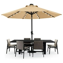 Costway 10 FT Solar Patio Umbrella with 96 LED Lights 35° Adjustable ...